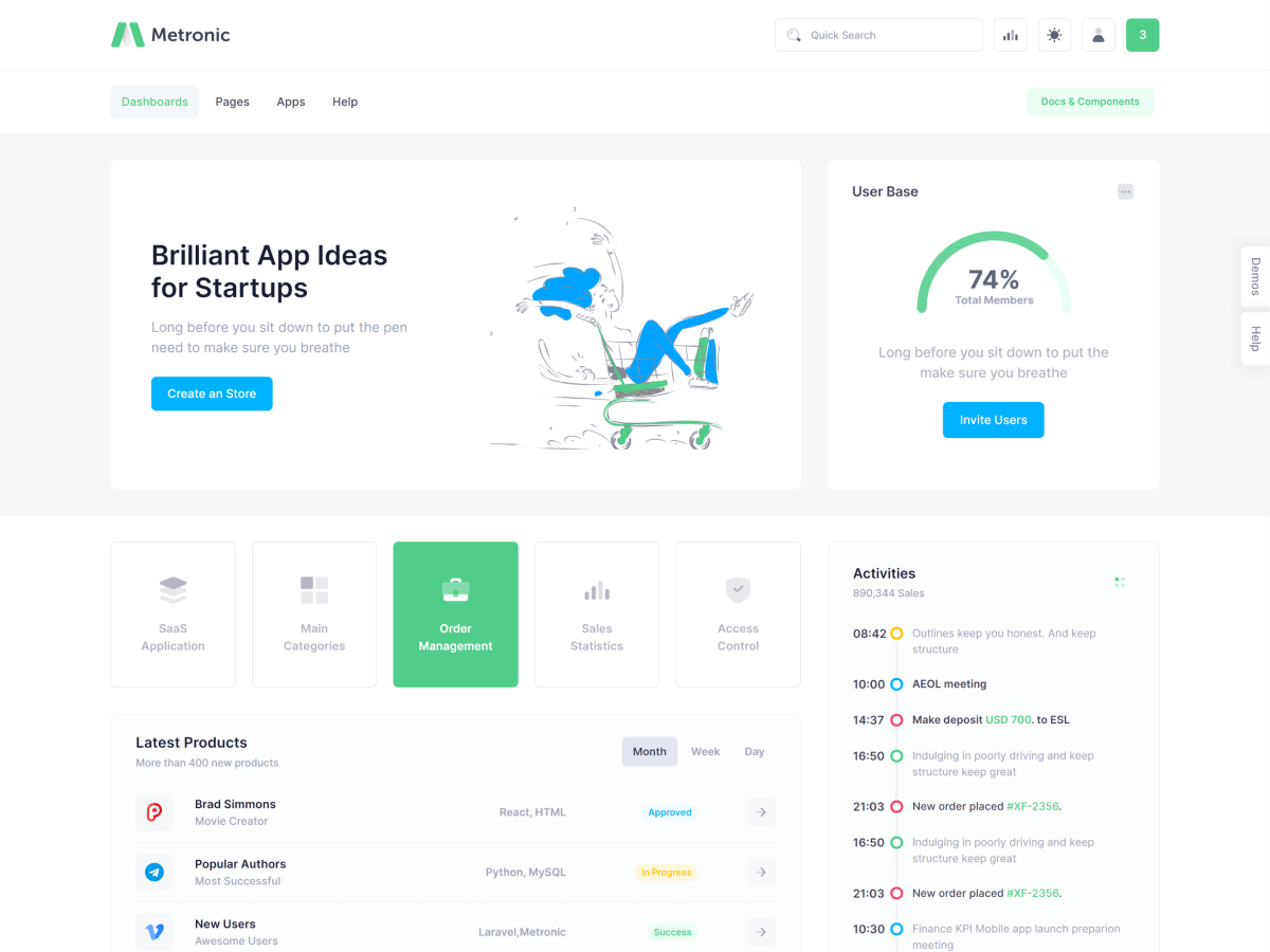 Metronic The Worlds 1 Selling Bootstrap Admin Theme Ecosystem For Html Vue React Angular